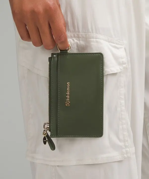 Lululemon Leather Alternative Card Case In Barracks Green/Gold